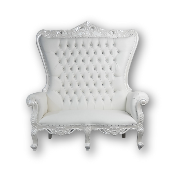 Genesis Double Throne Chair - White & White – Event Party Co